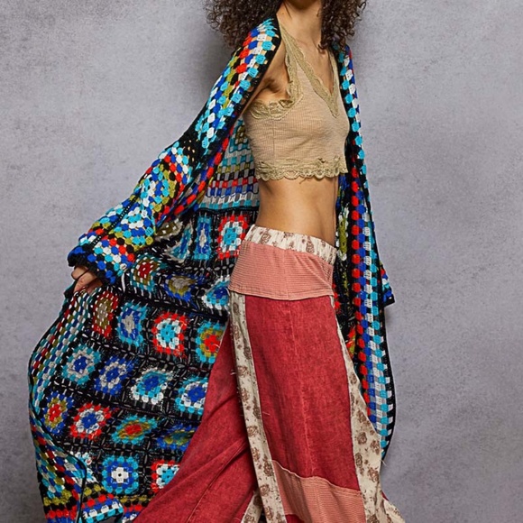 POL | Sweaters | New Pol Long Crochet Granny Square Duster Cardigan ...